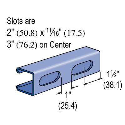 Unistrut P1000WT - 1-5/8" x 1-5/8", 12 Gauge, Metal Framing Strut, Slo