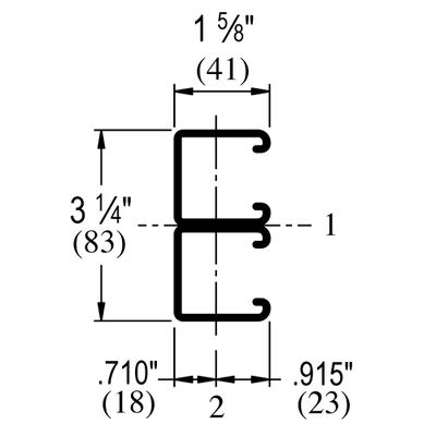 Unistrut P1001A - 1-5/8" x 3-1/4", 12 Gauge, Metal Framing Strut, Side