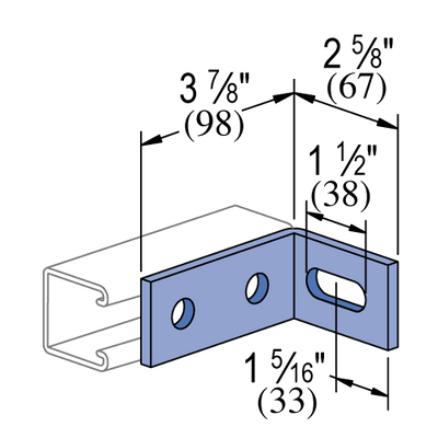 Unistrut P1747 - 2 Hole, 1 Slot, 90° Fitting