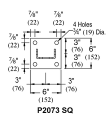 Unistrut P2073 & P2073 SQ - Post Base (1-5/8" Series)