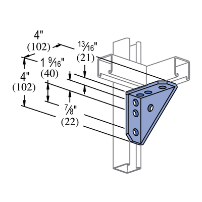 Unistrut P2484 - 7 Hole, 90° Gusseted Fitting