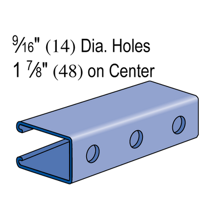 Unistrut P5000HS - 1-5/8" x 3-1/4", 12 Gauge Metal Framing Strut, Roun