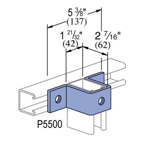 Unistrut P5547 - 3 Hole, "U" Shape Fitting, Use with P5500